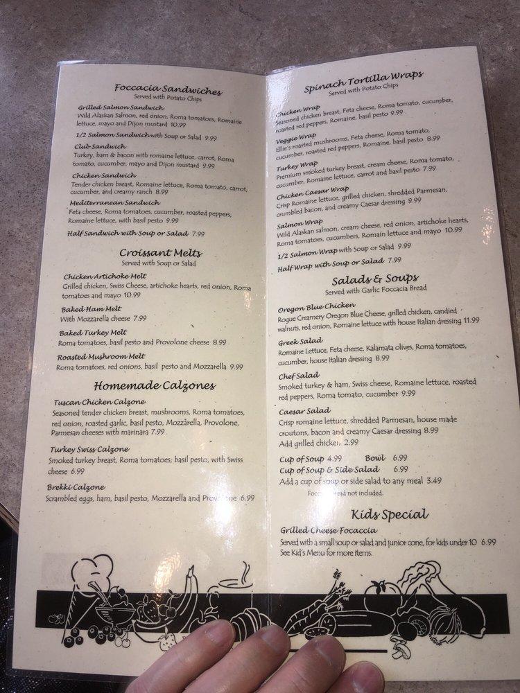 Menu at Zoey's Cafe & Artisan Ice Cream, Ashland