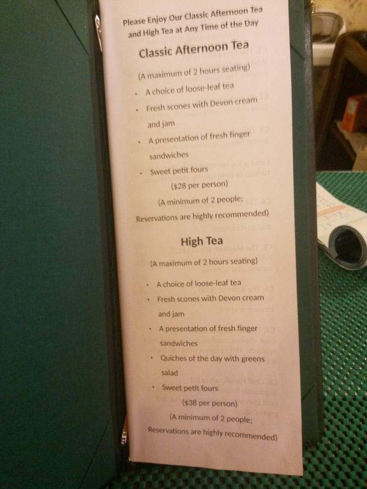 Menu at After Queen Tea Shop cafe, Richmond Hill