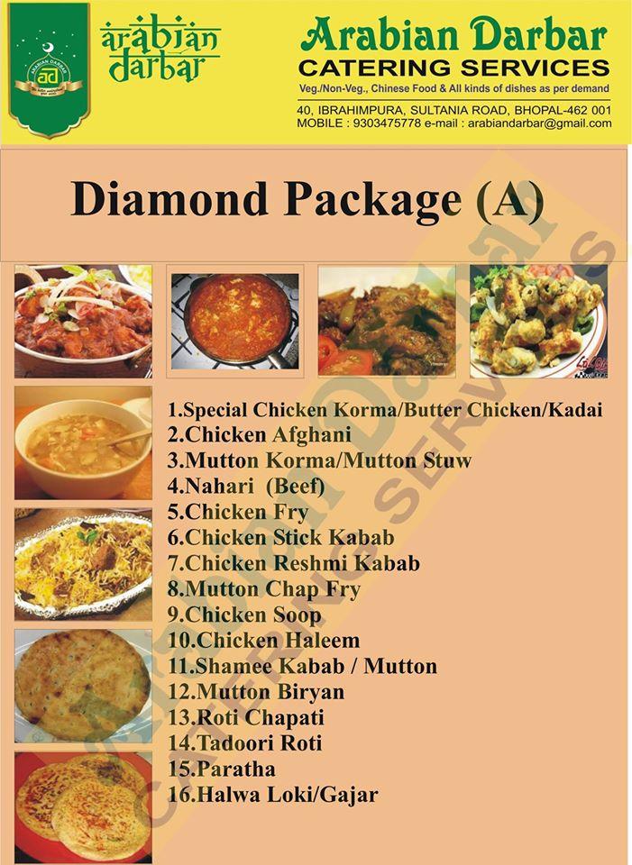 Menu at Arabian Darbar, Bhopal