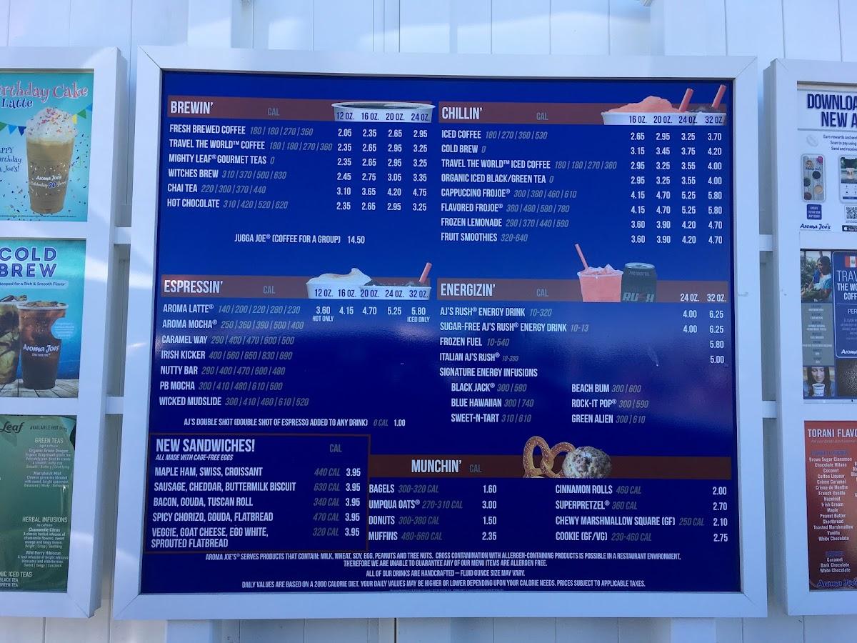 Carta del pub y bar Aroma Joe's Coffee, Ellsworth
