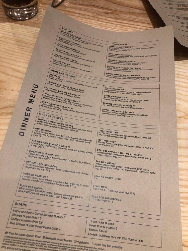 Menu at Boca pub & bar, Winter Park