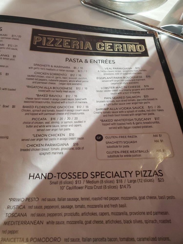 Menu at Eddie's Pizzeria Cerino, Seven Hills