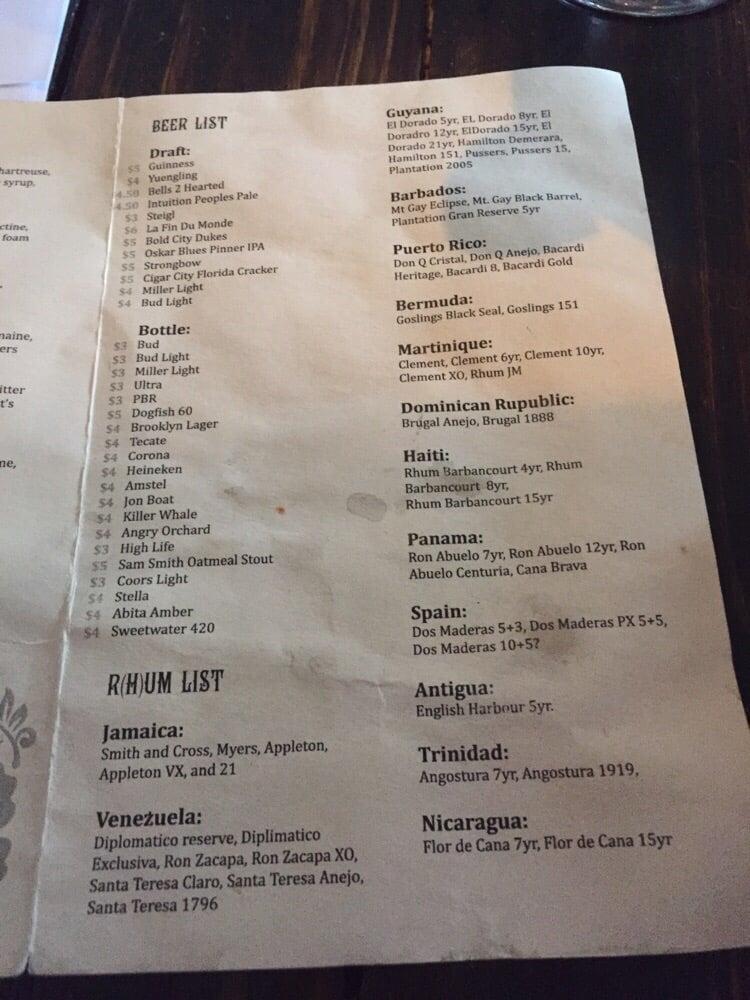 Menu at Flask and Cannon pub & bar, Jacksonville Beach, 528 1st St N