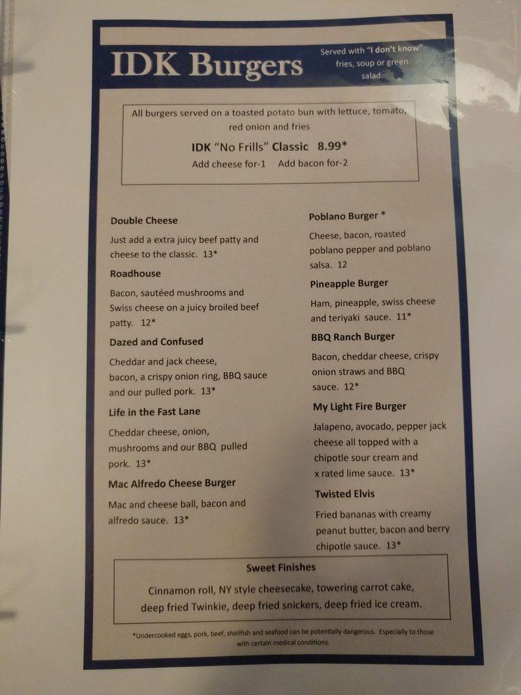 Menu at IDK Restaurant, Kennewick