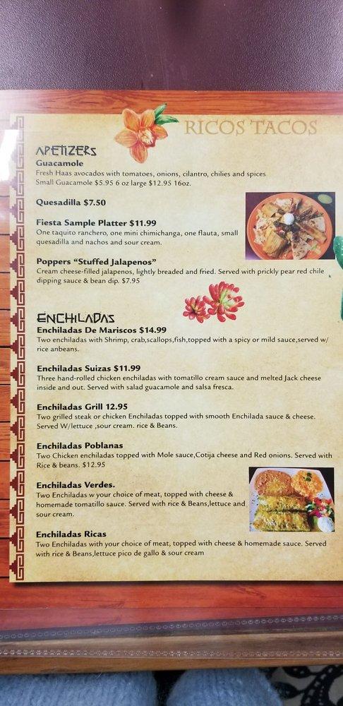 Menu at Ricos Tacos restaurant, Yreka, 113 E Miner St
