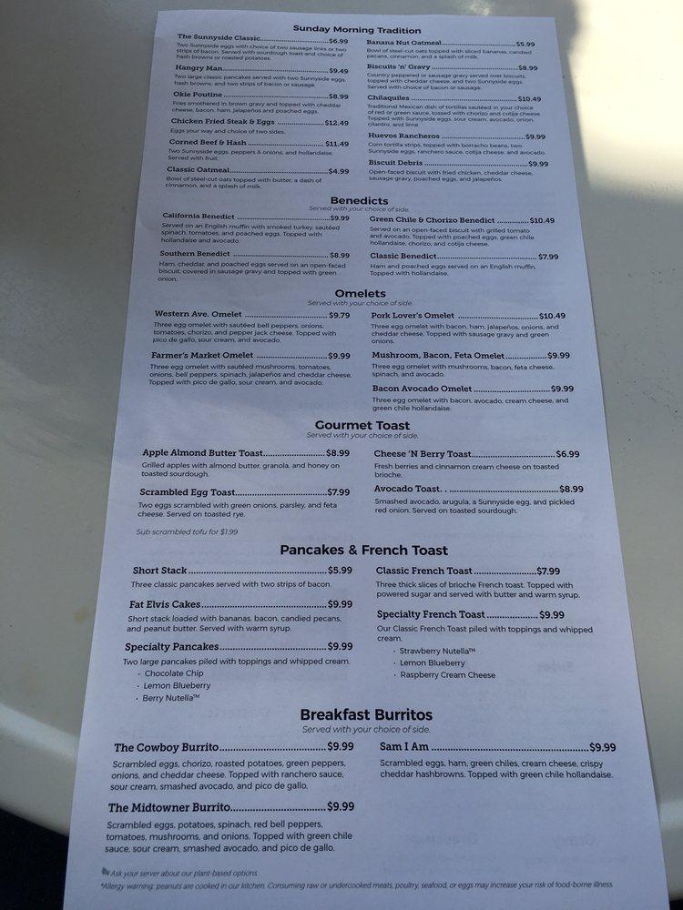 Menu at Sunnyside Diner Edmond restaurant, Edmond