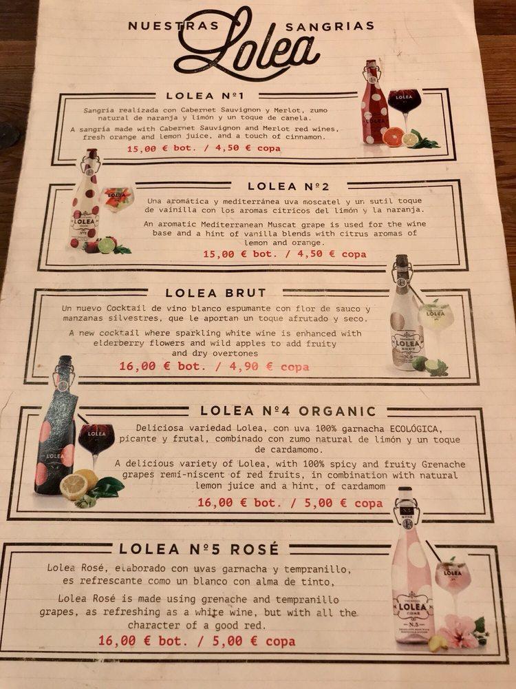 Menu at Casa Lolea Barcelona, Barcelona, Carrer de Sant Pere Més Alt