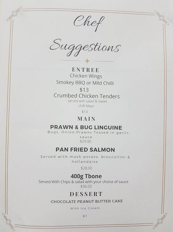 Menu at Dalrymple Hotel restaurant, Garbutt, 310 Bayswater Rd