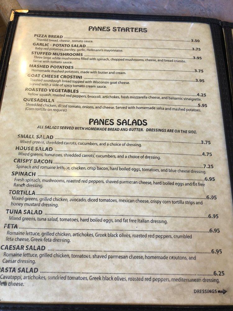 Menu at Panes Bread Cafe, Chicago