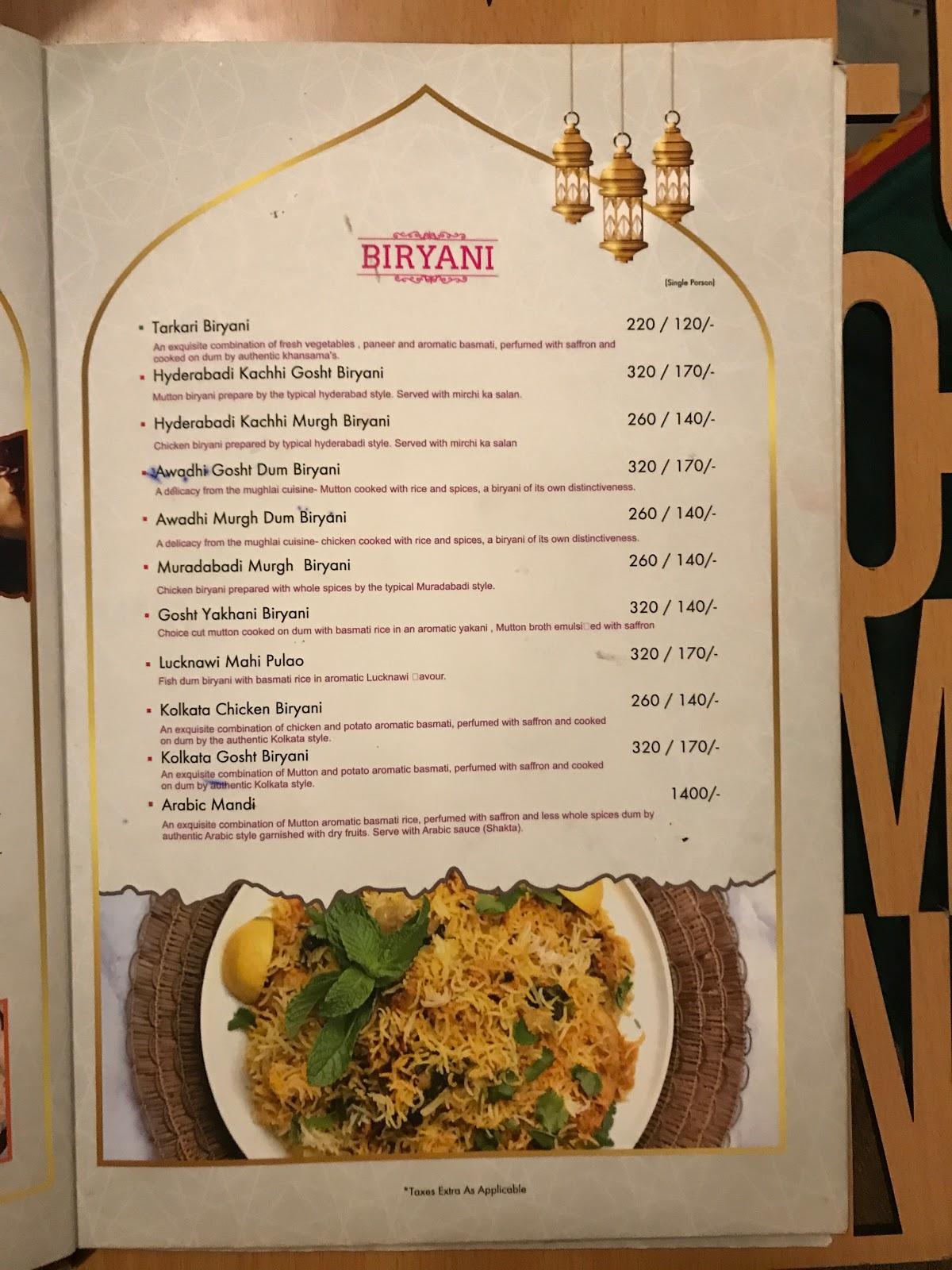 Menu at Somen19, Patna
