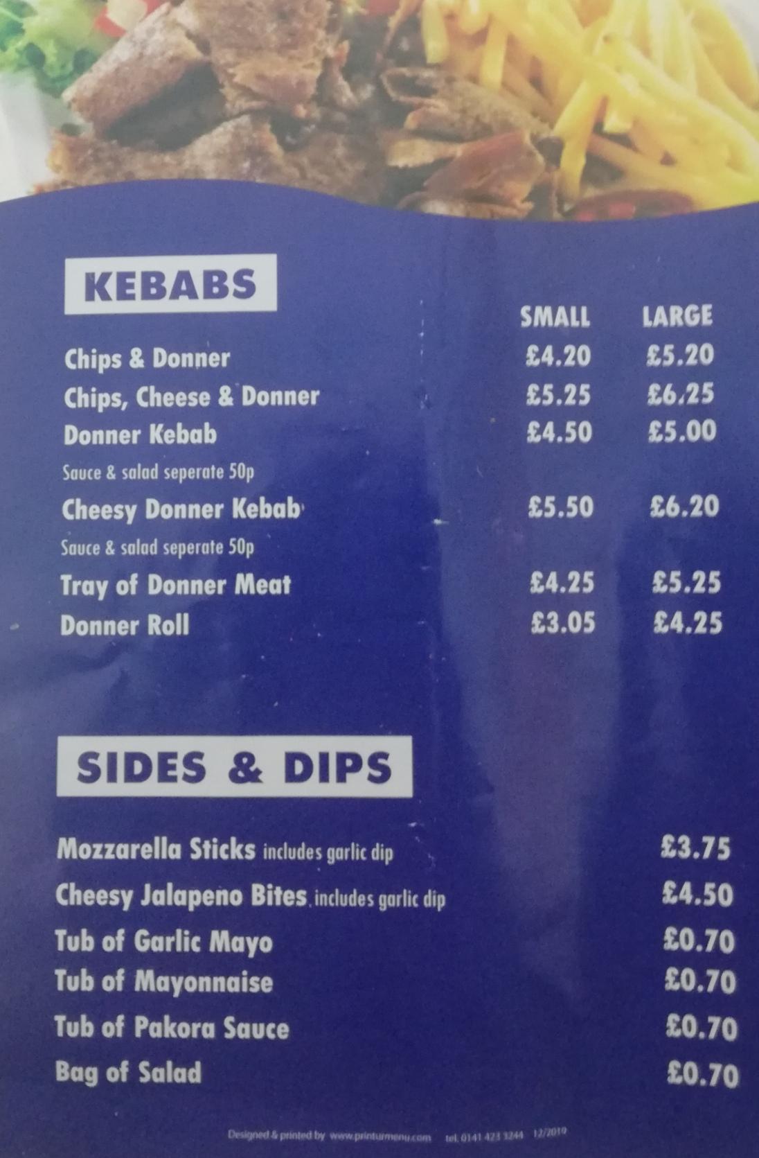 Menu at The Grosvenor Chippy Fish And Chips restaurant, Greenock