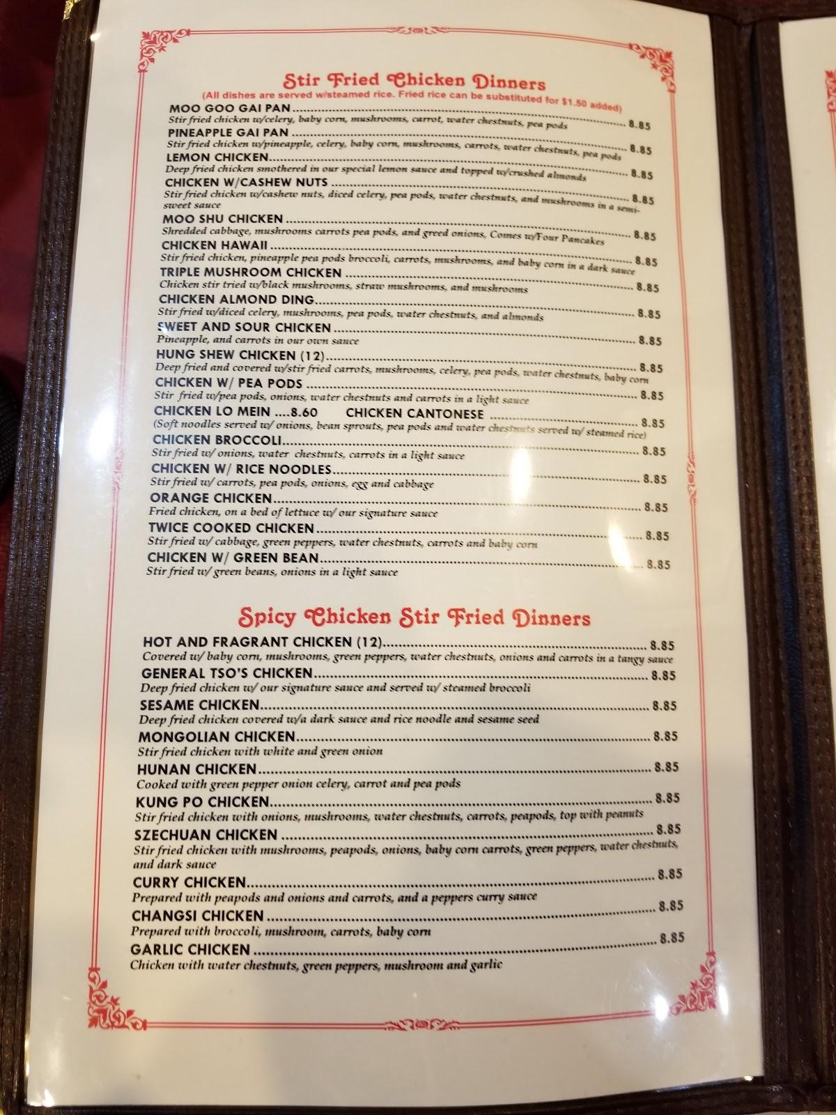 Menu at Tom Moy Cafe, Cottage Grove, 80th St S # 101