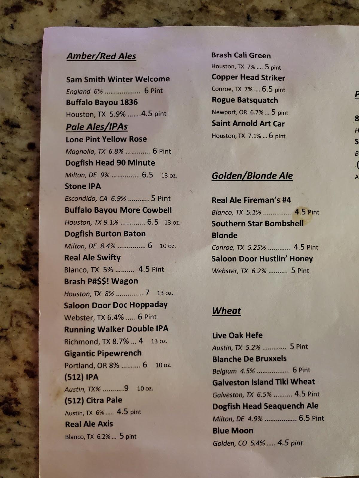 Menu at Wayside Pub, Lake Jackson, 106 This Way