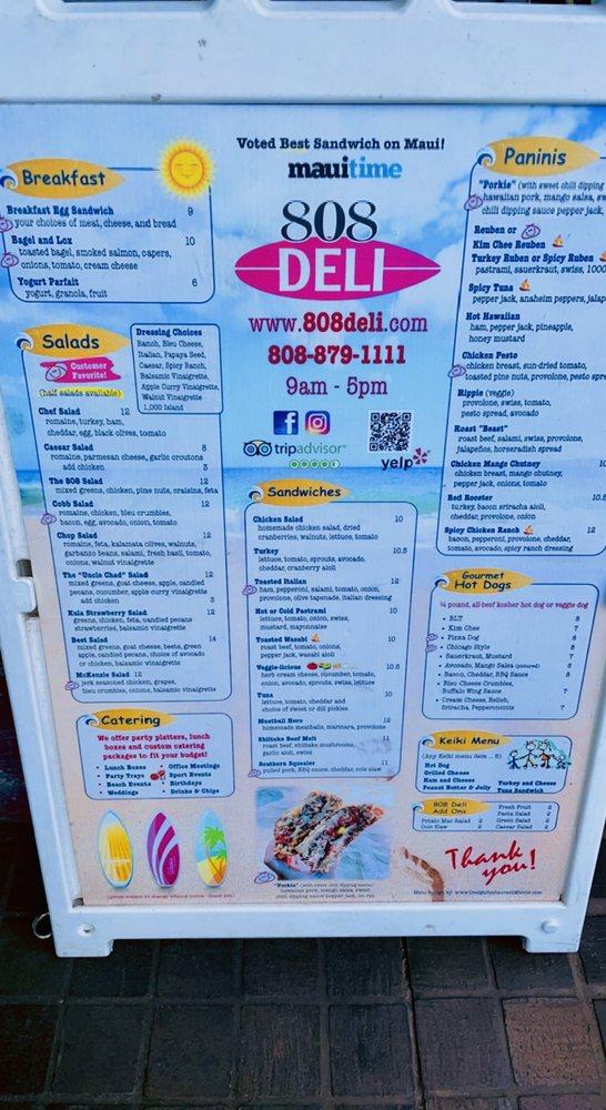 Menu at 808 Deli restaurant, Kihei