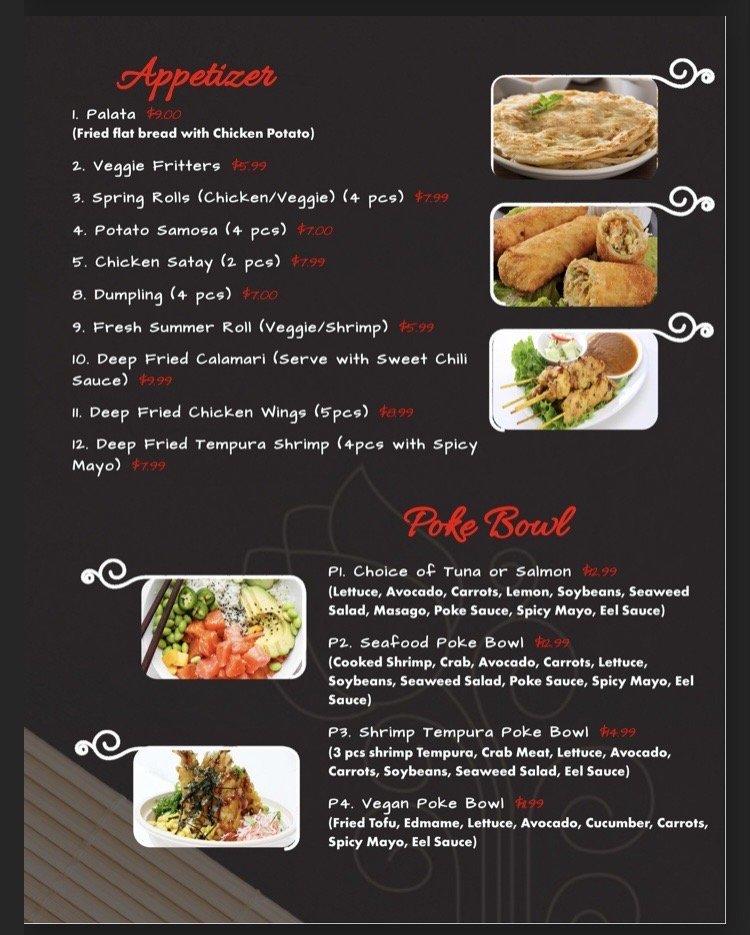 Menu at Burmese Bowl restaurant, Lee
