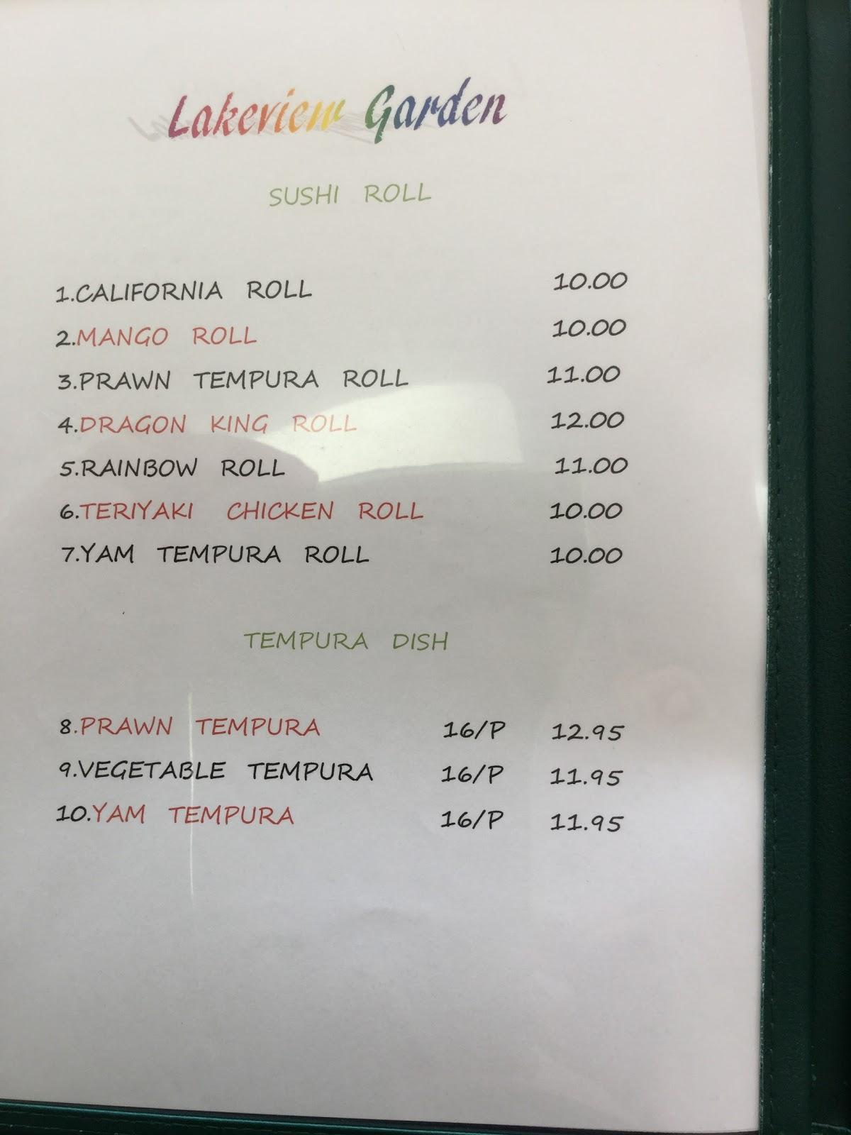 Menu at Lakeview Garden Restaurant, Saint Laurent