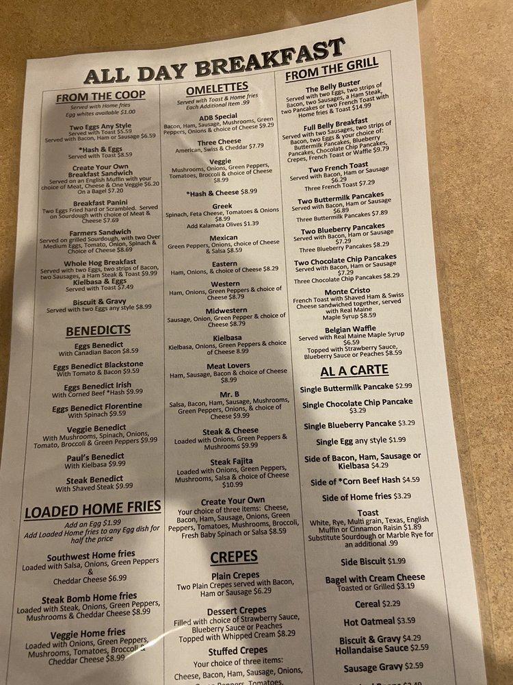 Menu at All Day Breakfast restaurant, Biddeford, 420 Alfred Rd Ste 164