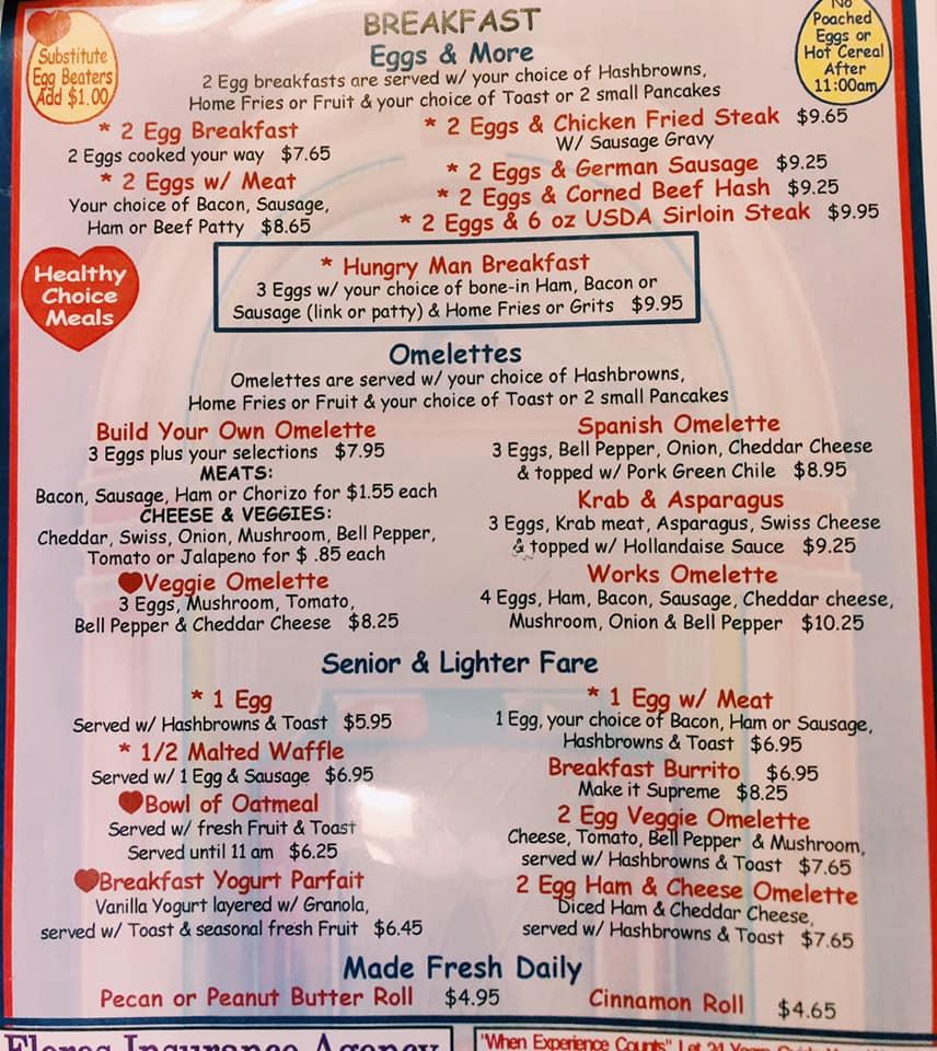Menu at Aunt Alice's Kitchen restaurant, Longmont