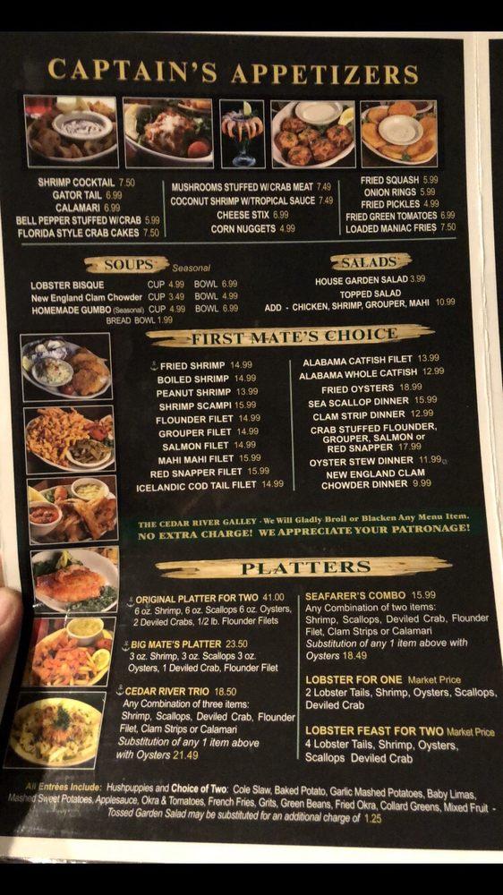 Menu at Cedar River Seafood restaurant, Inverness, 804 US Hwy 41