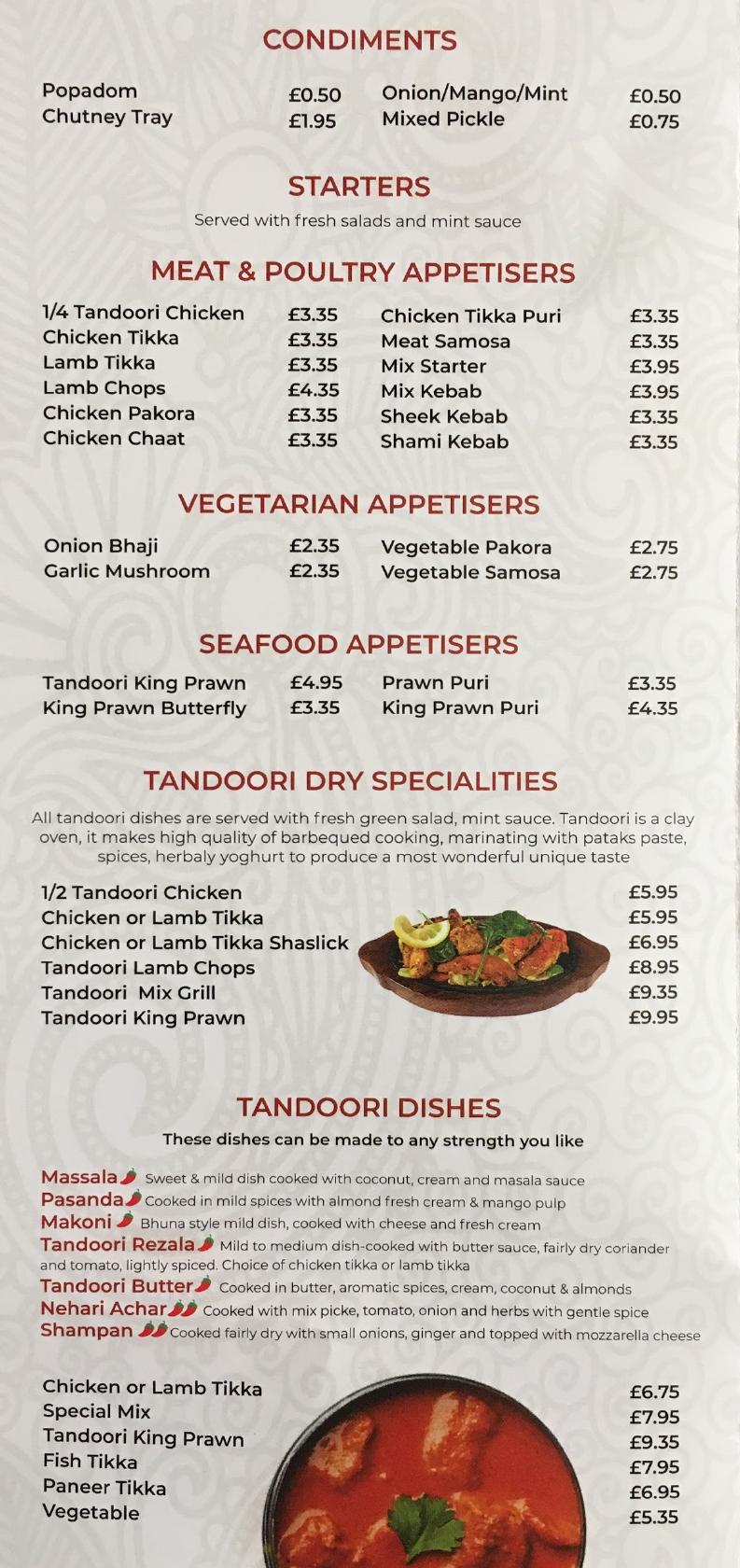 Menu at Goa - Bengal Spice restaurant, Milnthorpe