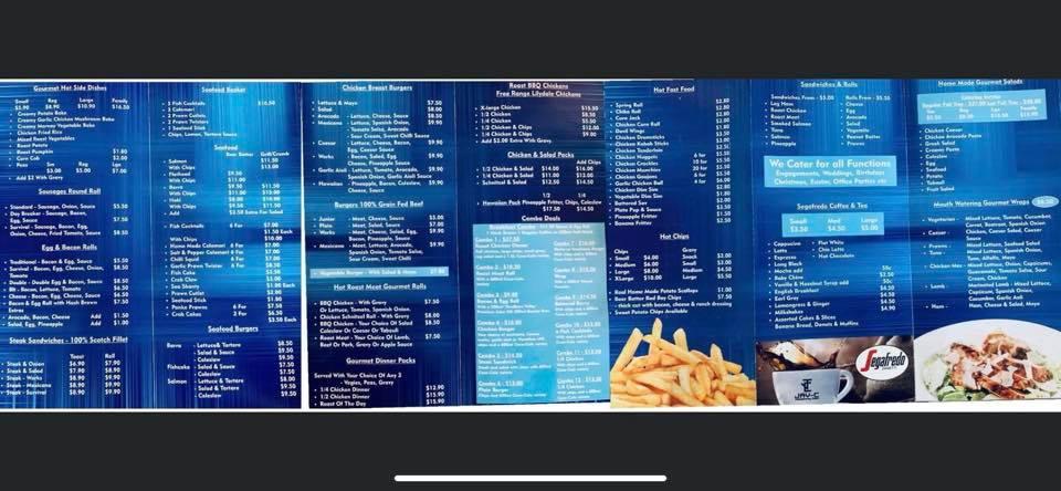 Menu at JAY-C fast food, Wyong