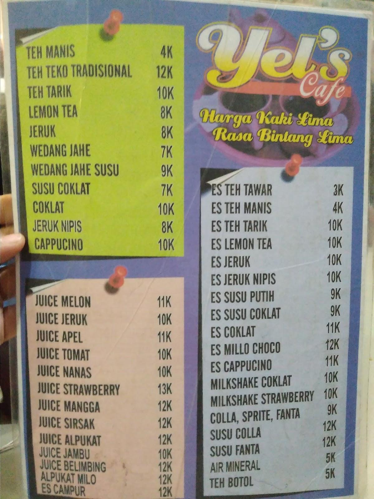 Menu at King angkring kopi cafe, Jamblang