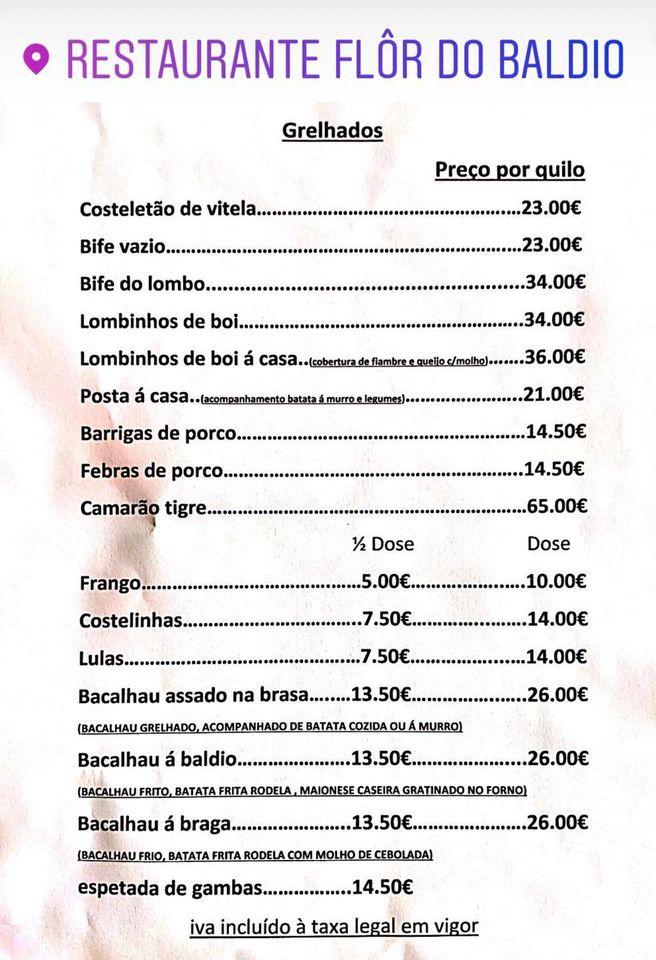 Menu em Flôr do Baldio restaurante, Gandra