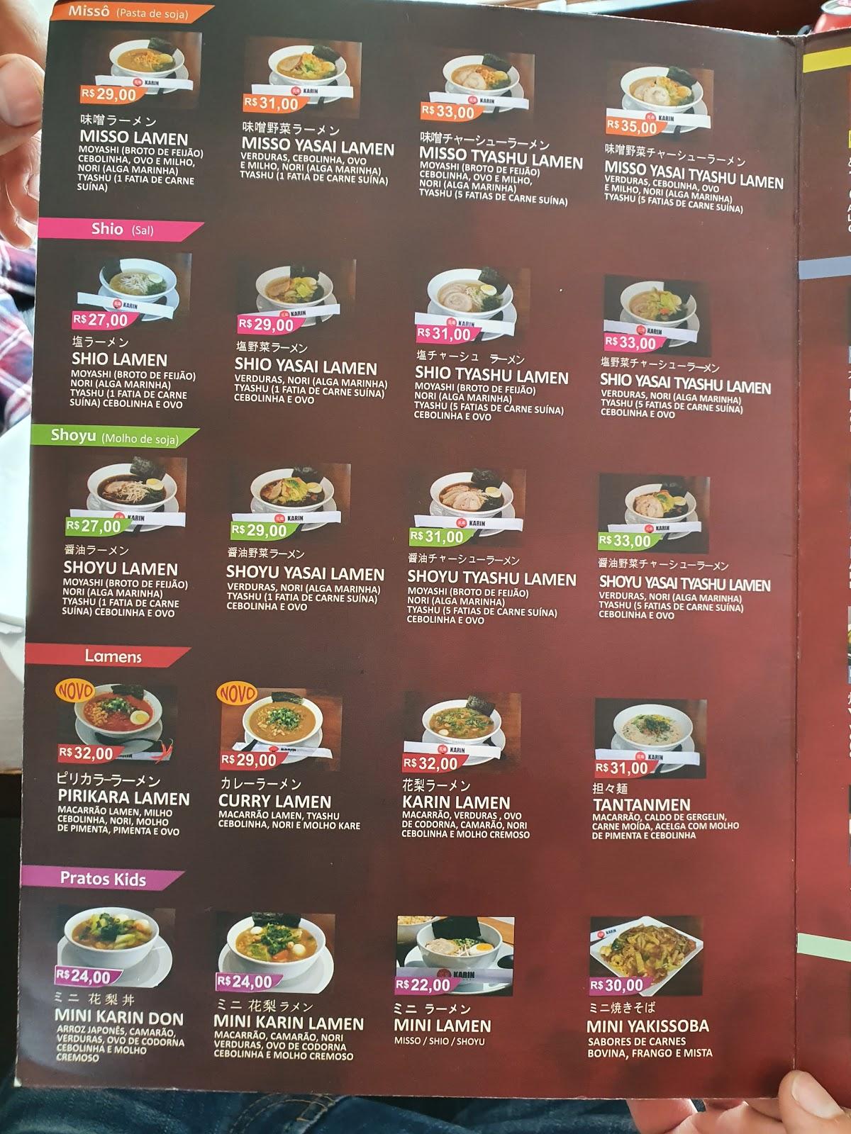 Menu em Restaurante Karin Lámen, Mogi das Cruzes