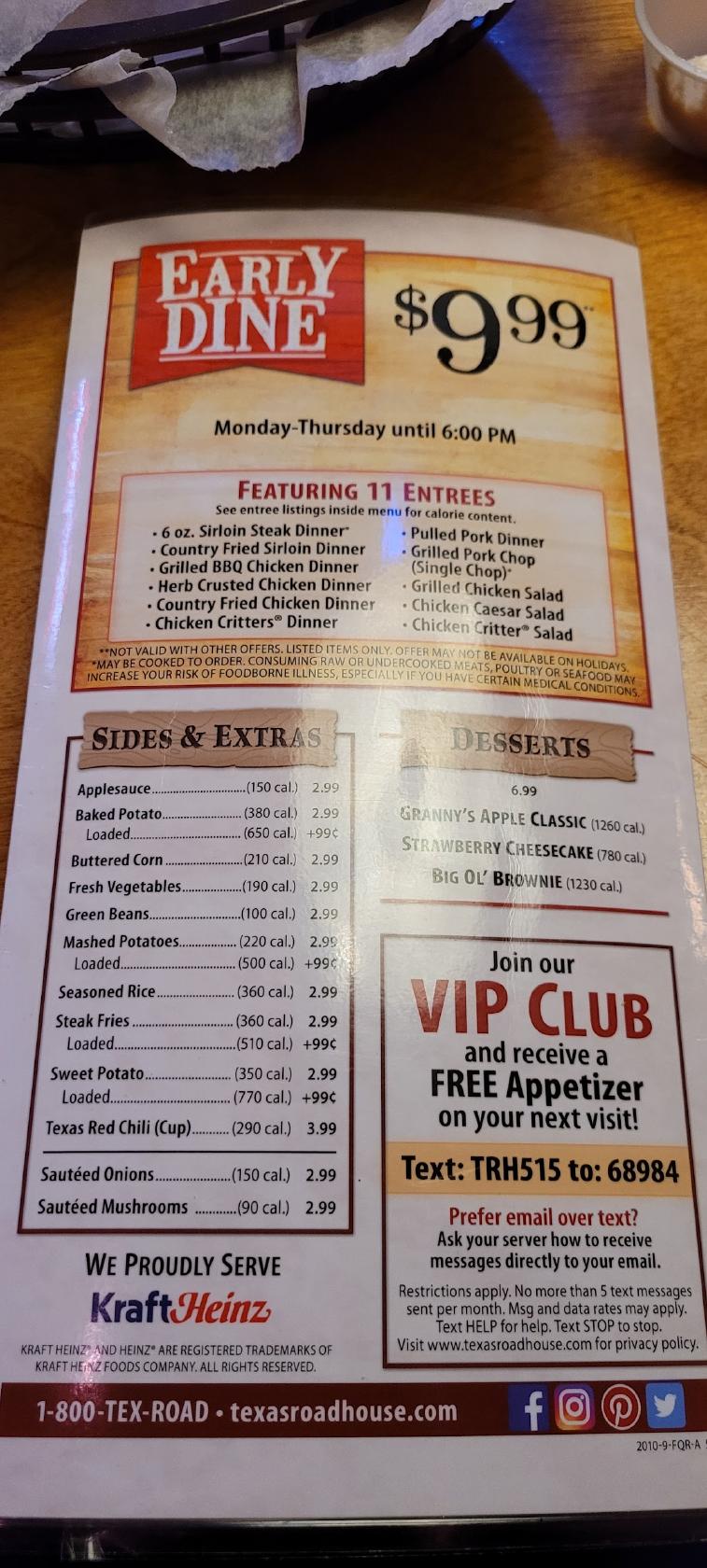 Carta del pub y bar Texas Roadhouse, New Hartford, Commercial Dr