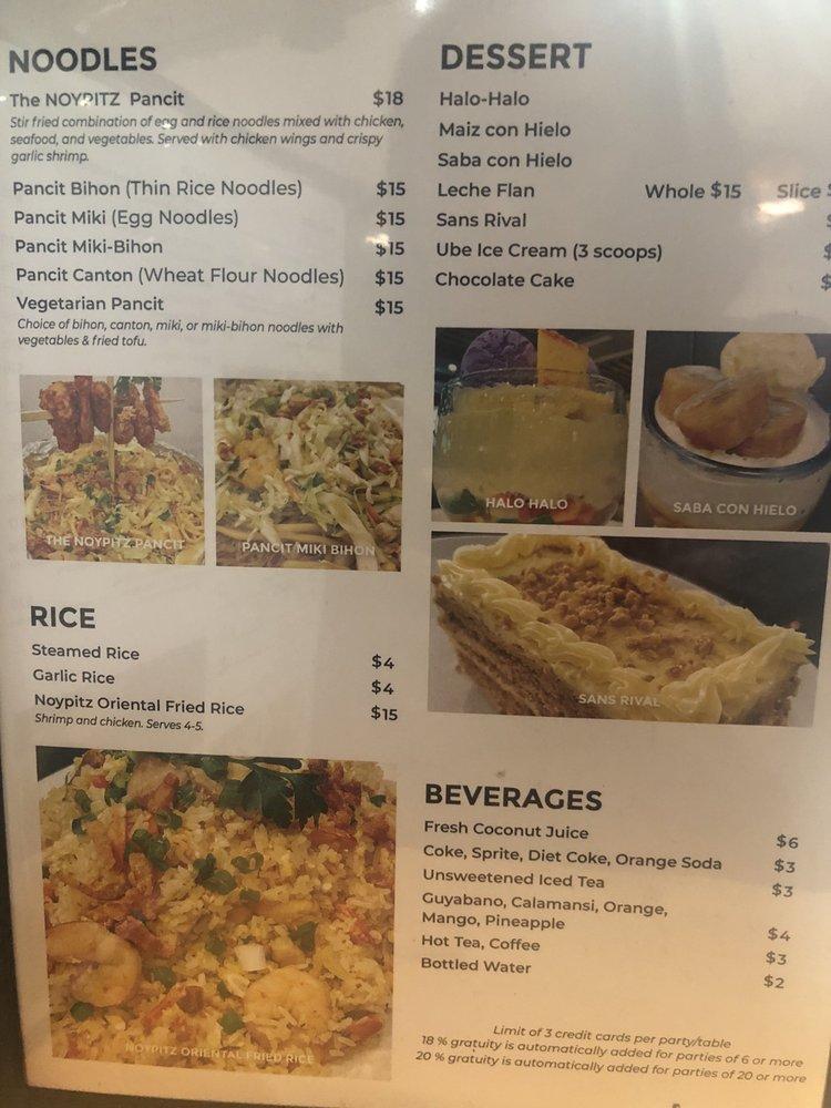Menu at The Noypitz Bar & Grill, Cerritos
