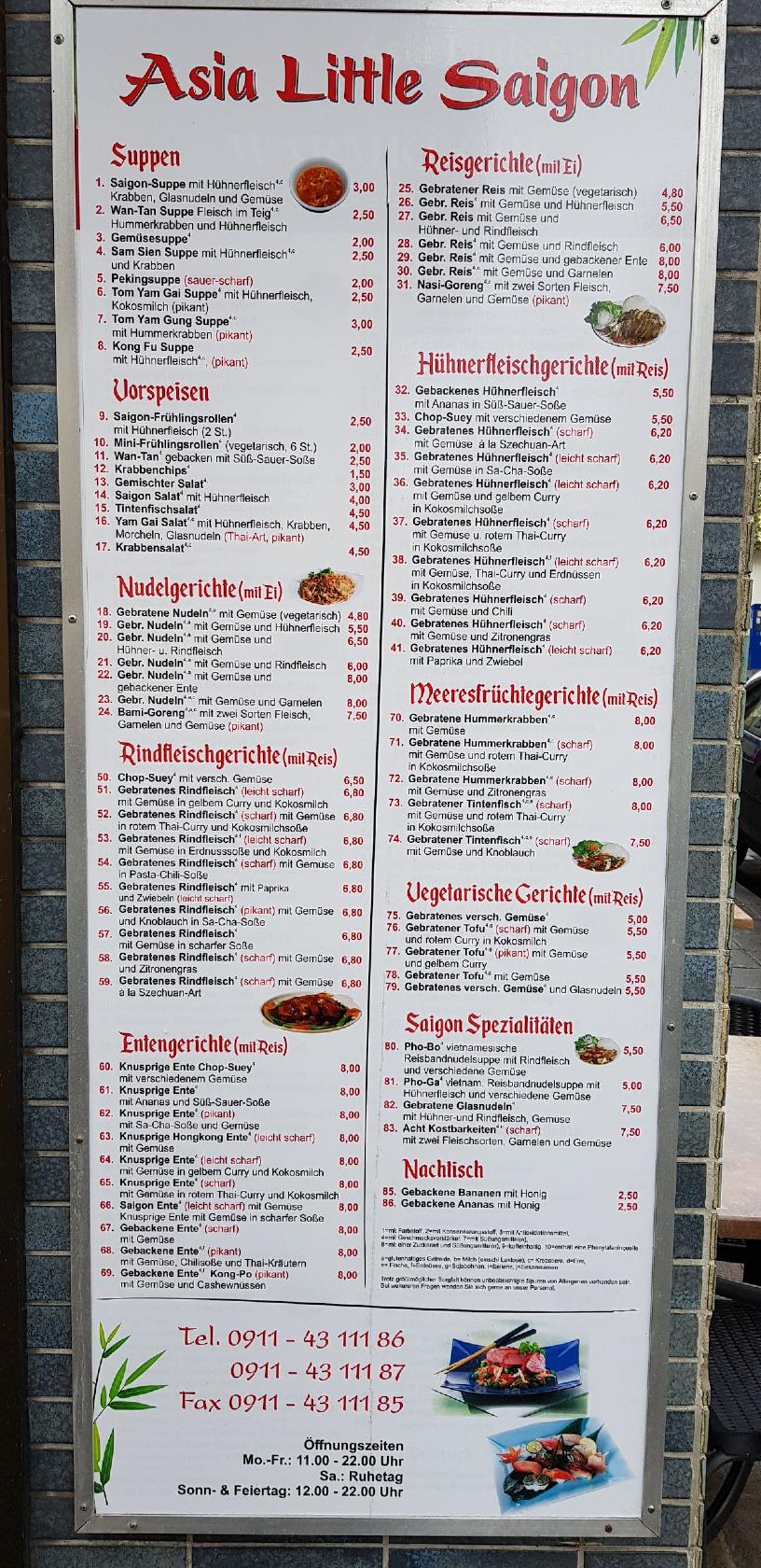 Speisekarte von Asia Little Saigon restaurant, Nürnberg