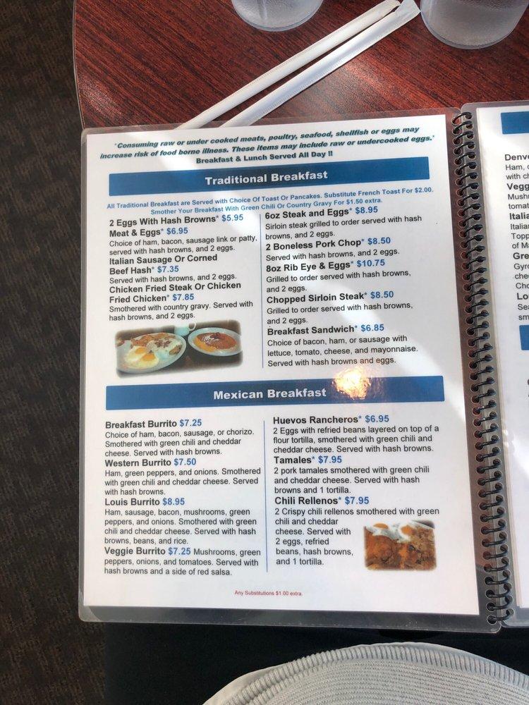 Menu at Louis' Cafe, Golden