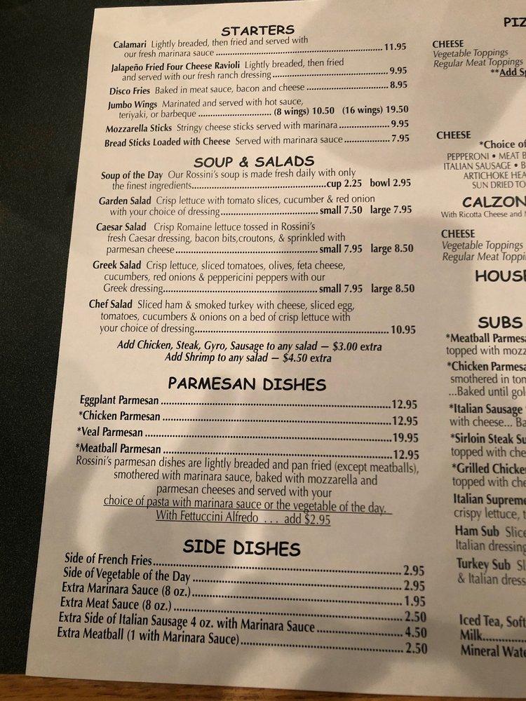 Menu at Rossini's Italian Restaurant, Indian Trail, E Independence Blvd A