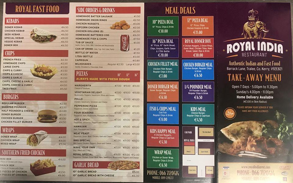 Menu at Royal India - Indian Restaurant Tralee, Tralee