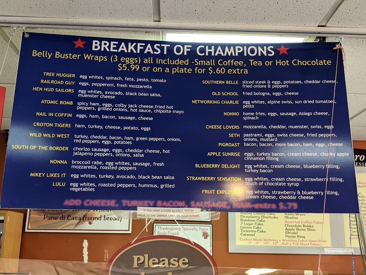 Menu at Villa D'oro Italian Deli and Bakery, Crugers