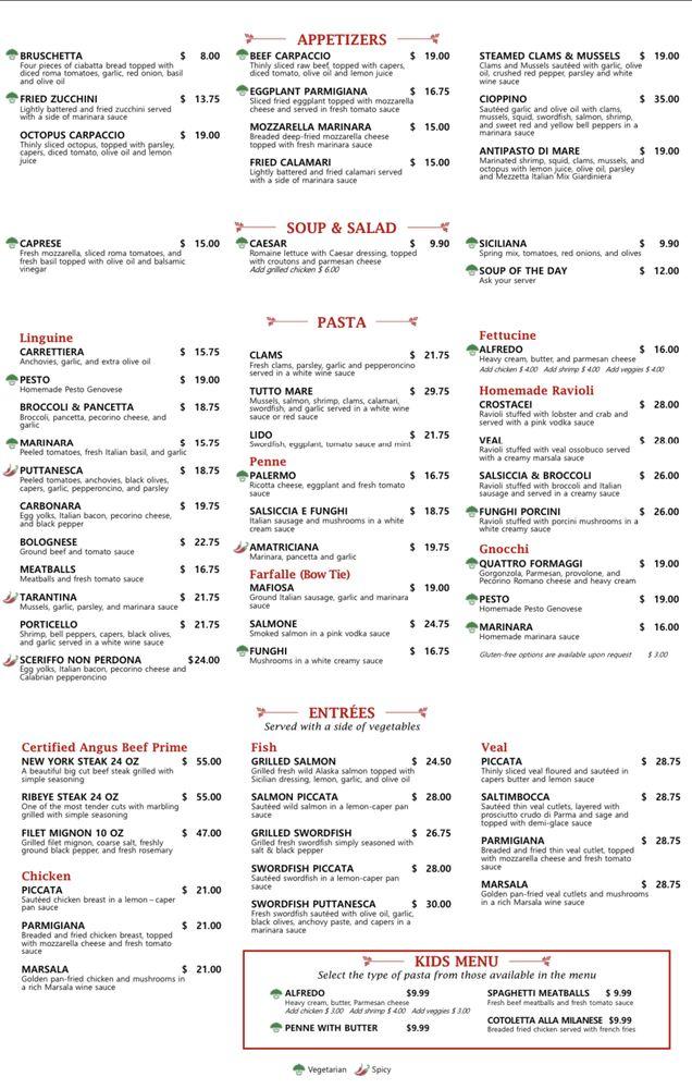Menu at Italian Brothers Restaurant, Los Gatos