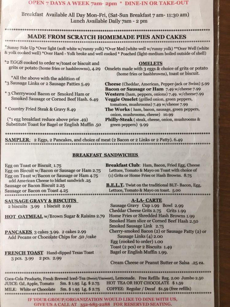Menu at Square Meal restaurant, Salt Springs