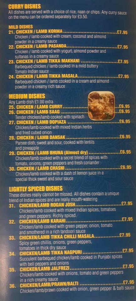 Menu at Taste of India restaurant, Castlederg, 31 Main St