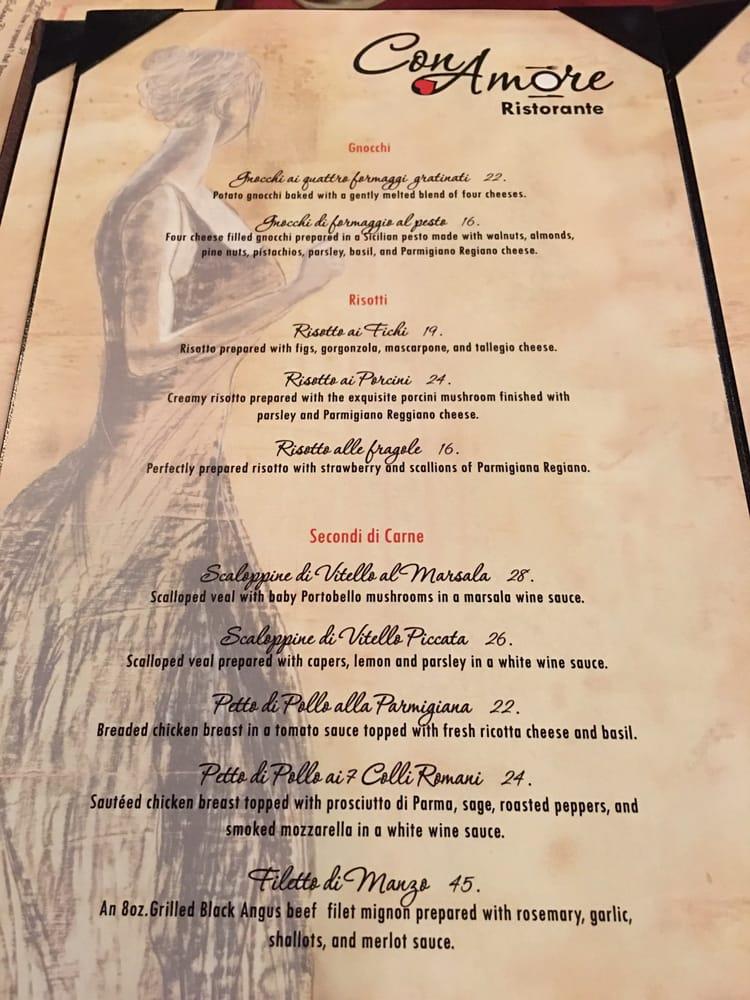 Menu at Con Amore Ristorante restaurant, Corona