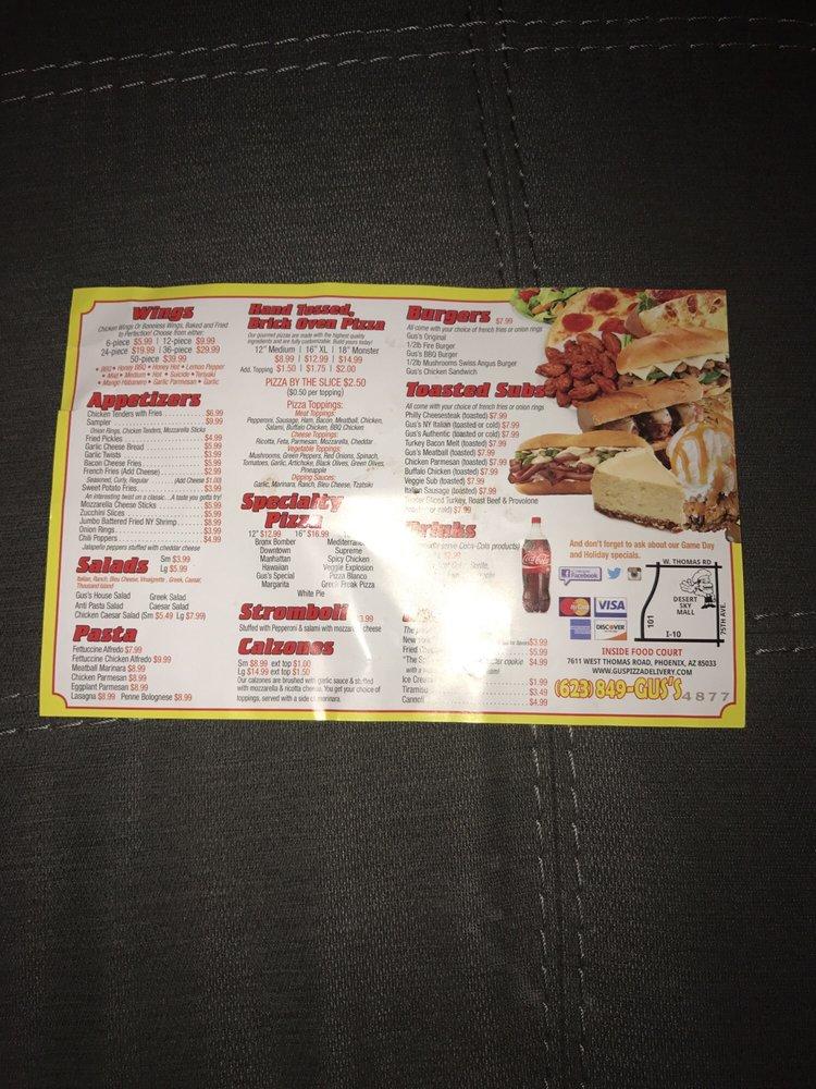 Menu at Guss New York Pizza pizzeria, Phoenix