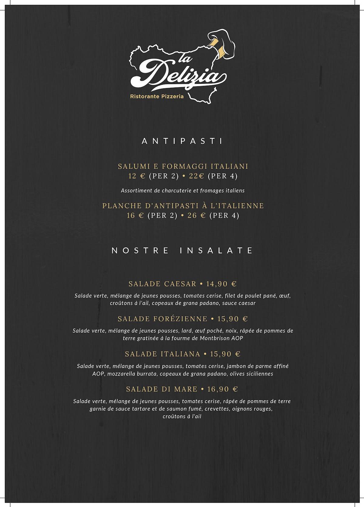 Menu au Ristorante Pizzeria LA DELIZIA, Écotay-l'Olme