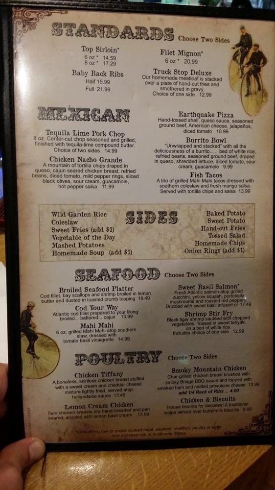 Menu at Rachel's Roadhouse restaurant, Butler