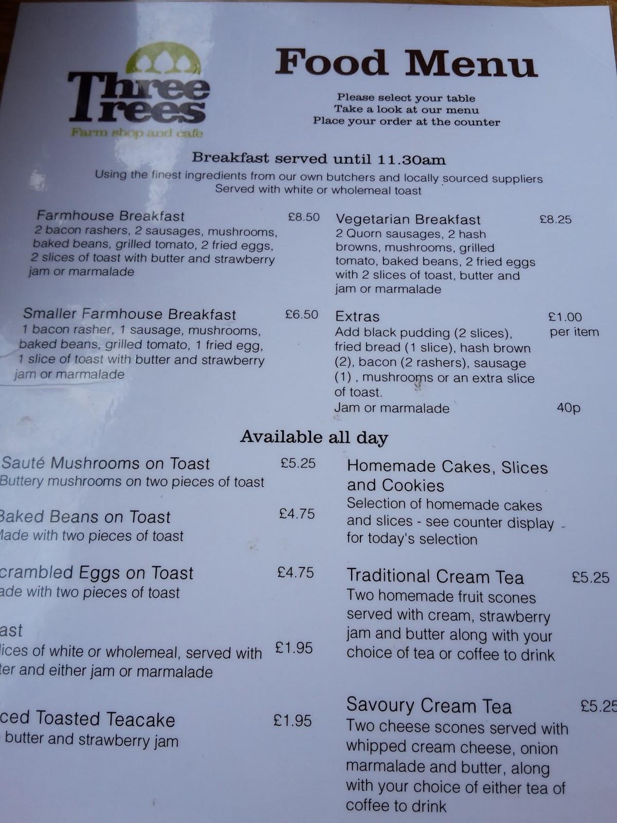 Menu at Three Trees Farm Shop & Cafe, Swindon