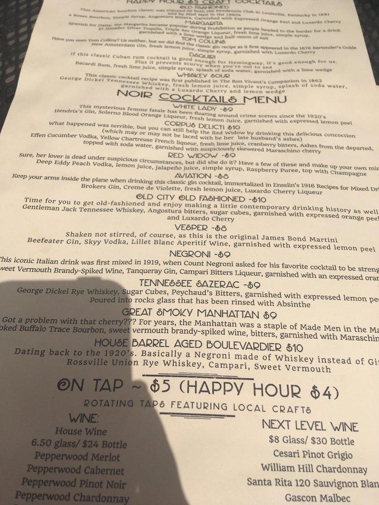 Menu at the Lost Tavern pub & bar, Knoxville