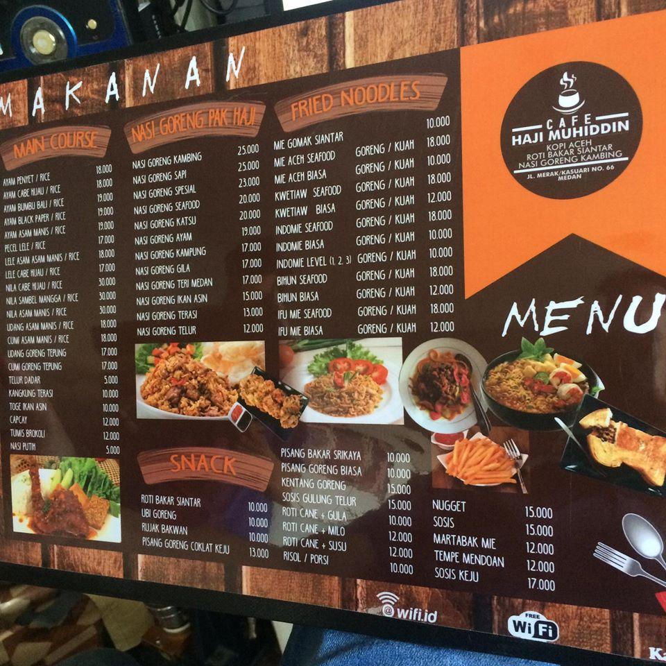 Menu at Cafe Haji Muhiddin, Medan