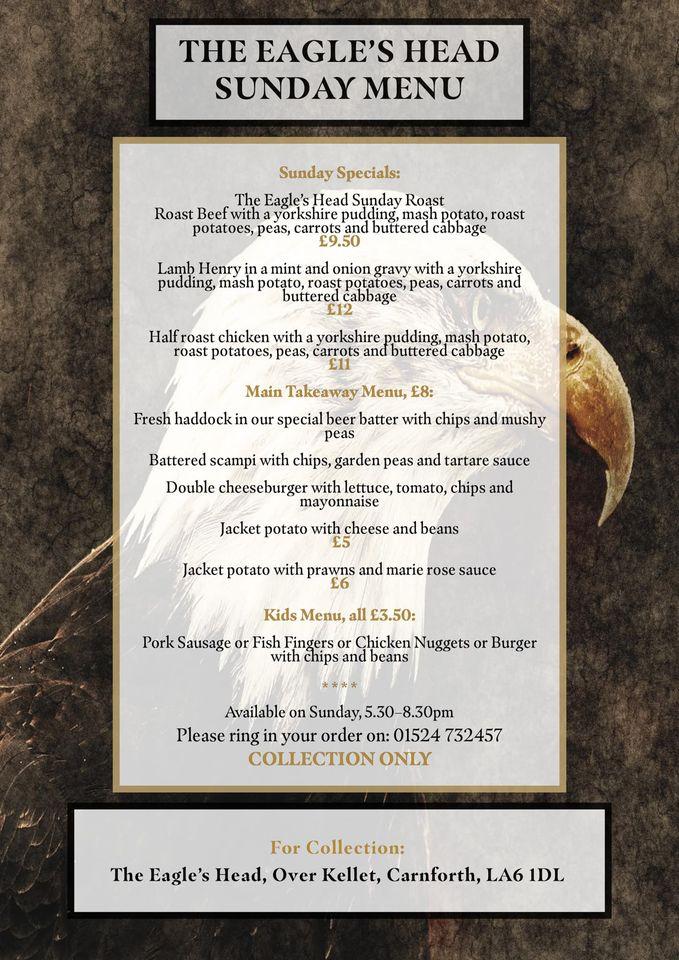 Menu at Eagles Head pub & bar, Over Kellet