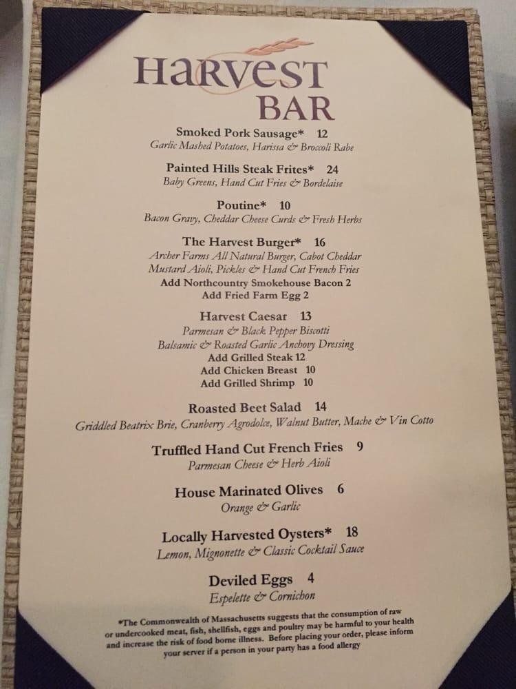 Menu at Harvest pub & bar, Cambridge