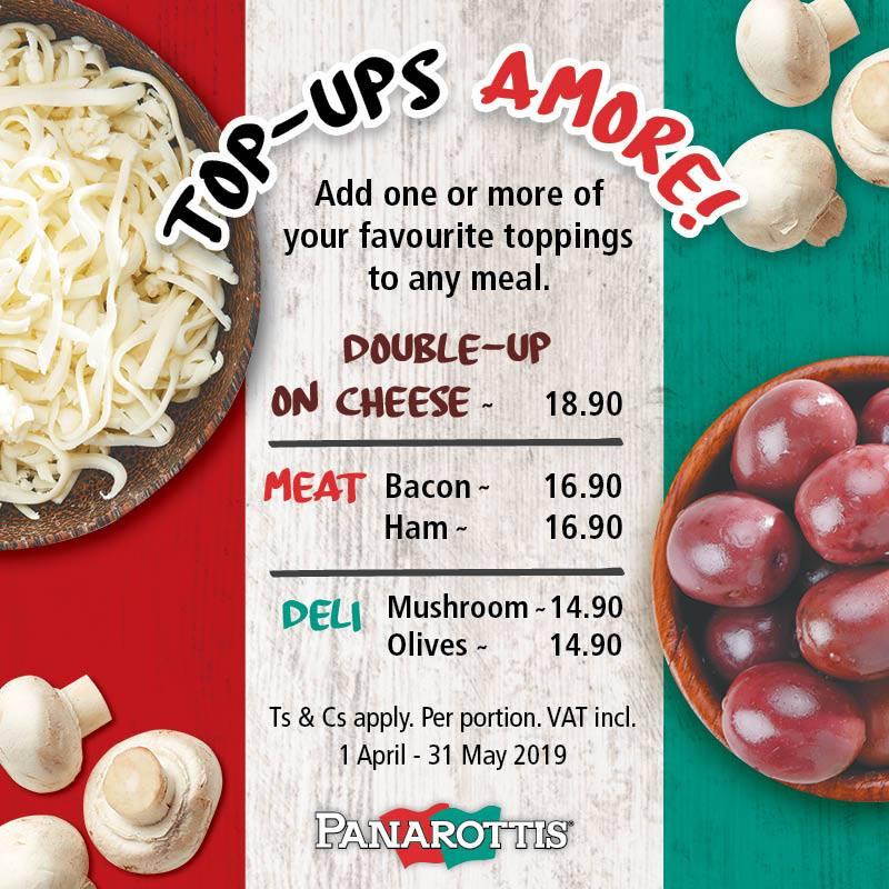 Menu at Panarottis Parow restaurant, Cape Town, 199D
