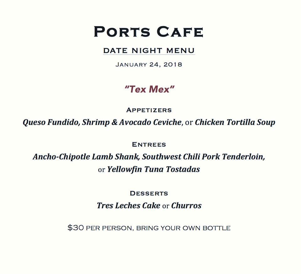 Menu at Ports Cafe, Geneva