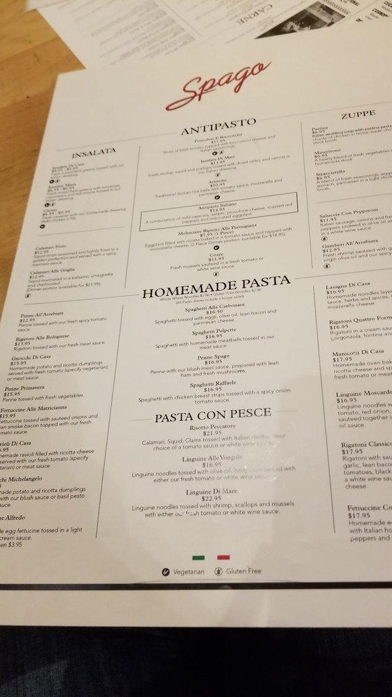 Menu at Spago Caesars Windsor pizzeria, Windsor, 377 Riverside Dr E